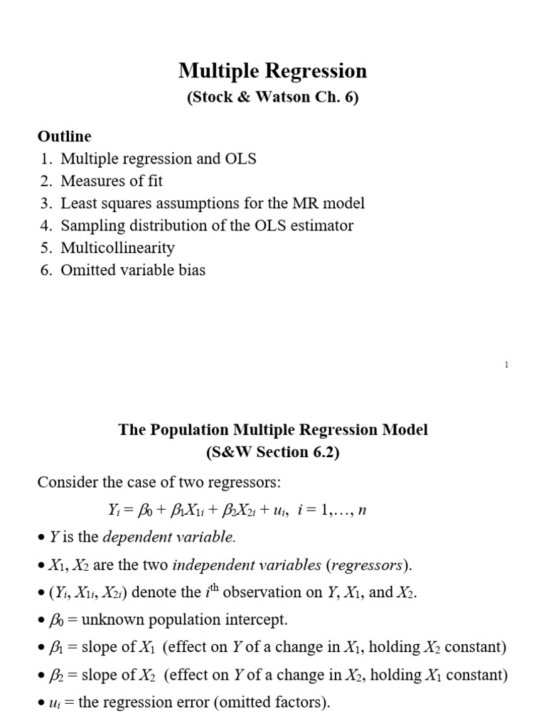 EC311 Slides Spring25 Week9 Part1 | PDF | Ordinary Least Squares | Errors And Residuals
