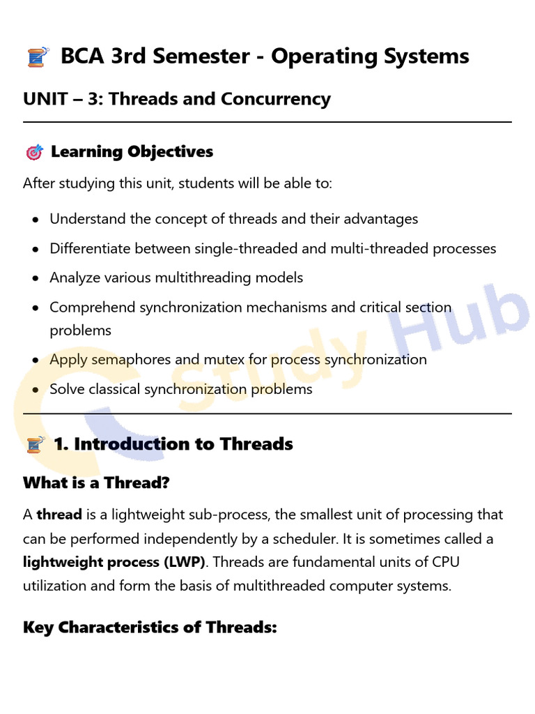 OS UNIT - 3 | PDF | Thread (Computing) | Process (Computing)
