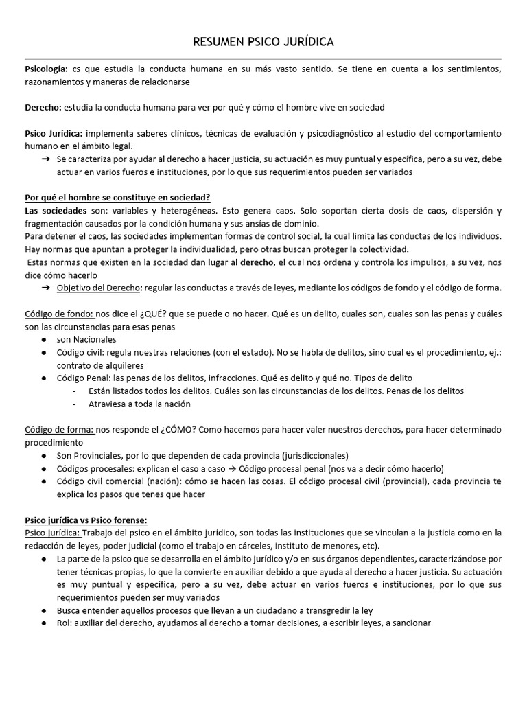 RESUMEN PSICO JURÍDICA | PDF | Judicaturas | Sentencia (ley)