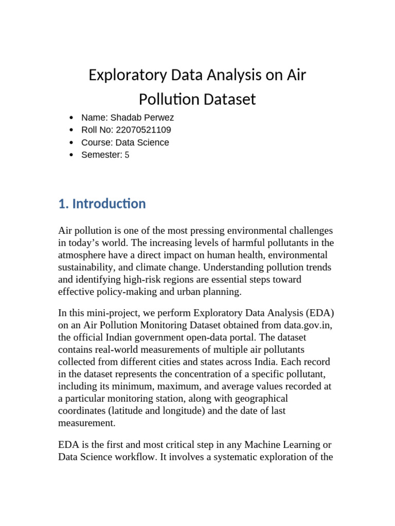 Air Pollution EDA in India Dataset | PDF | Machine Learning | Data Analysis
