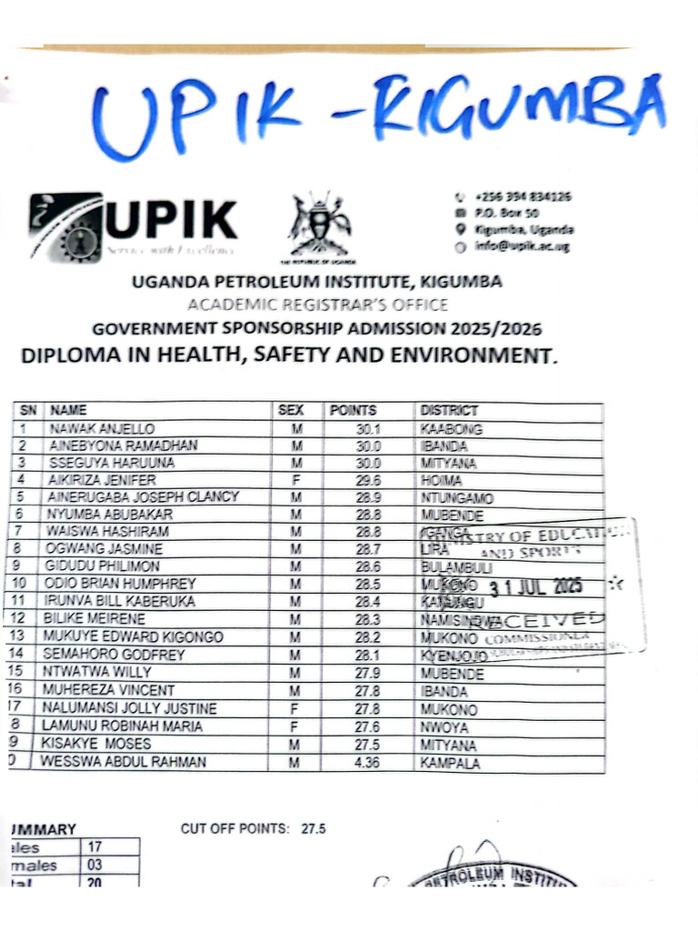 Kigumba Petroleum Institute | PDF