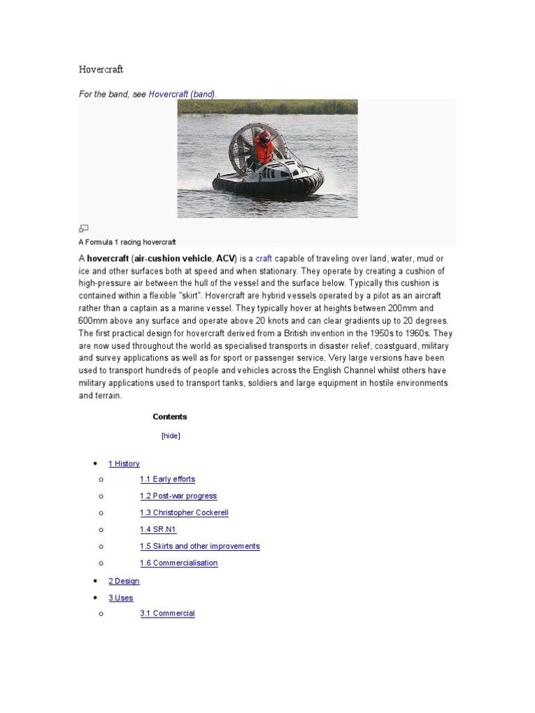 Hovercraft: For The Band, See | PDF | Vehicles | Aerospace