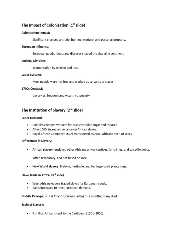 The Impact of Colonization | PDF | Slavery | Atlantic Slave Trade