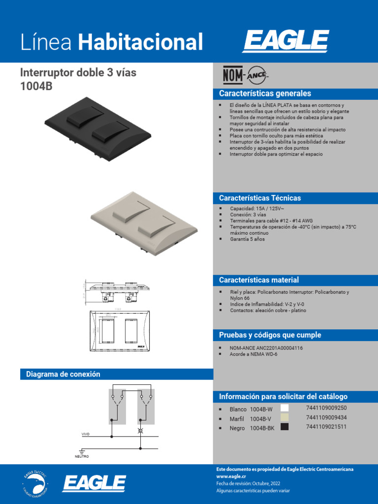Interruptor Doble 3 v¡as 1004B | PDF