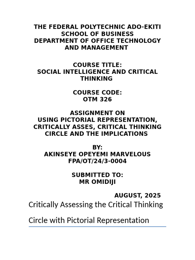 Assessing the Critical Thinking Circle | PDF | Critical Thinking | Thought
