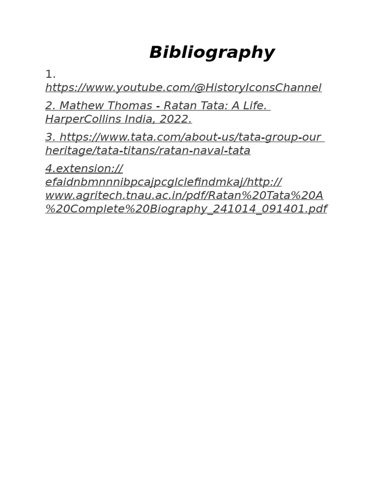 Bibliography Ratan Tata | PDF