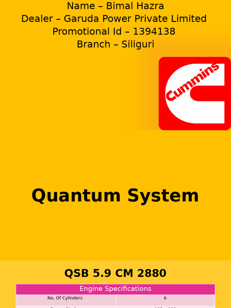 Bimal Hazra Cummins Quantum Class, Week 8th | PDF | Pump | Turbocharger