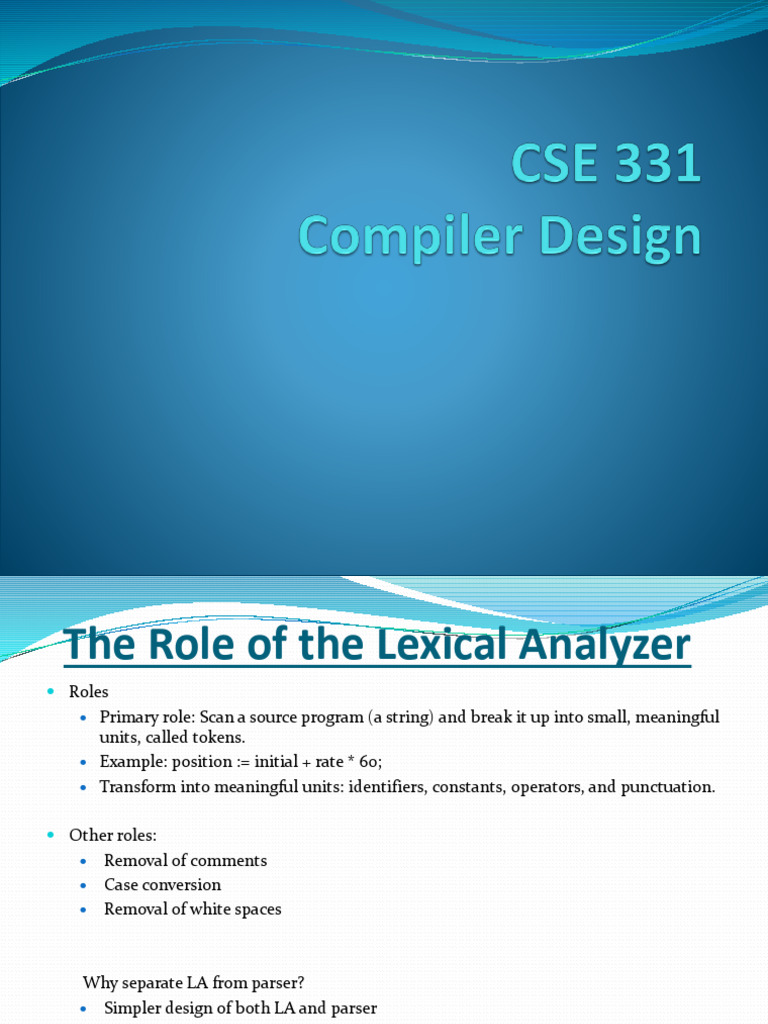 Lecture 2.1 - L1 Token, Pattern and Lexemes | PDF | Computing ...