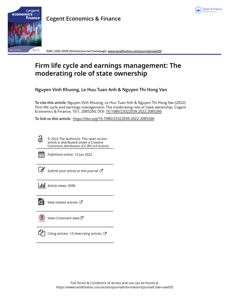 Firm life cycle and earnings management The moderating role of state ...