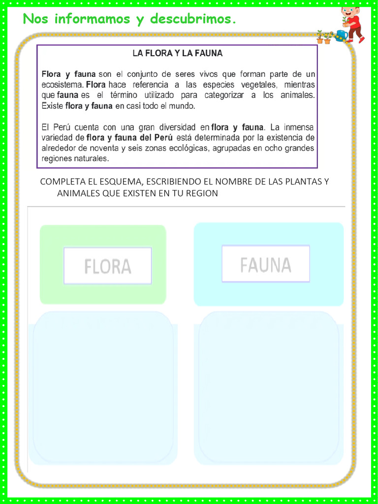 Flora y Fauna de tu Región: Actividades | PDF