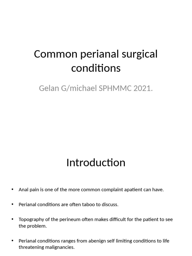 12-Common Perianal Surgical Conditions | PDF | Hemorrhoid | Diseases ...