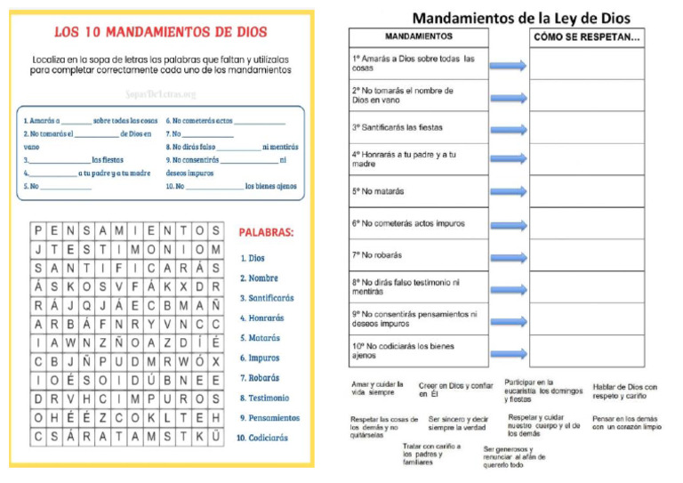 Ficha de Los 10 Mandamientos | PDF