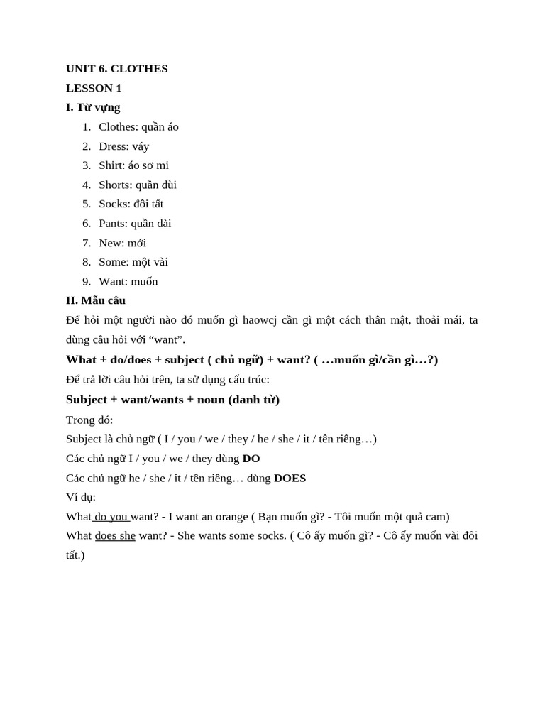 Unit 6 - Clothes | PDF