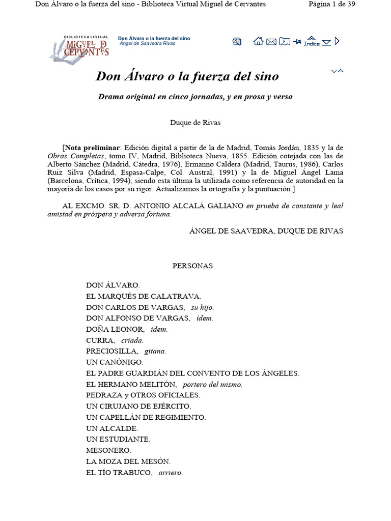 Don Álvaro o La Fuerza 01 | PDF | Españoles | Literatura española