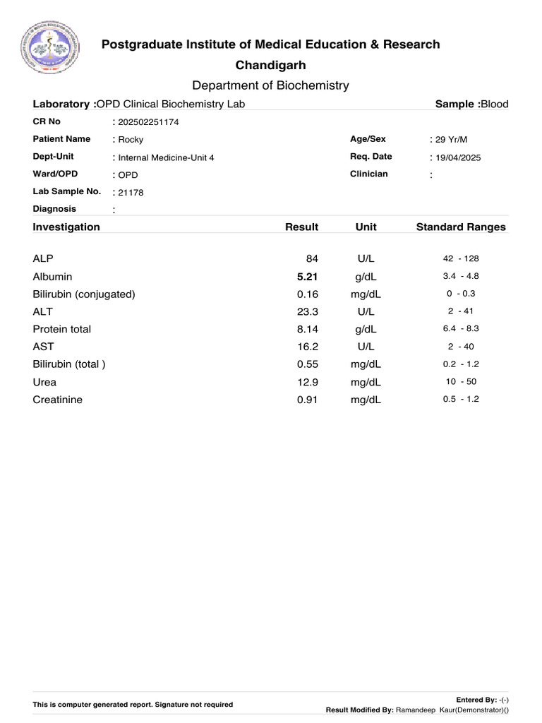 SMS Laboratory Report for Patient Rocky | PDF