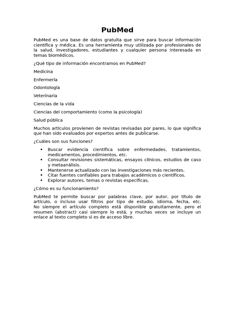 Guía de Uso de PubMed para Profesionales | PDF