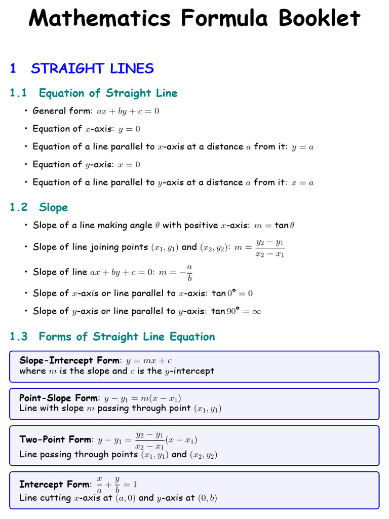 Slope and Equation of Straight Lines | PDF | Euclidean Vector | Ellipse