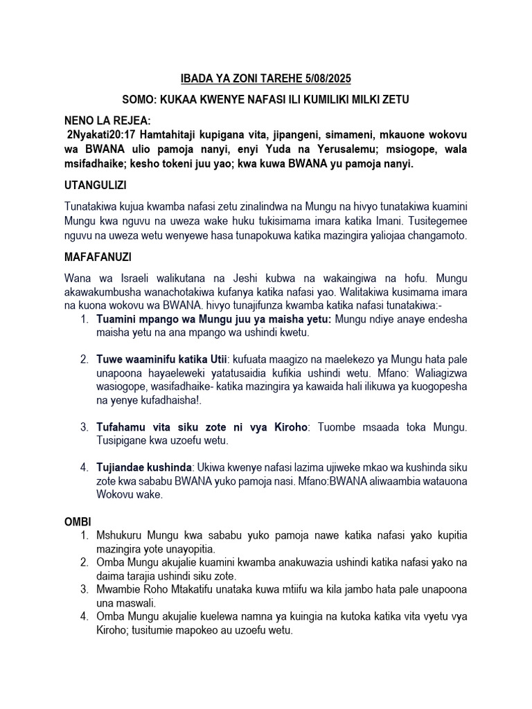 Zoni Tarehe 5th Aug 2025 | PDF