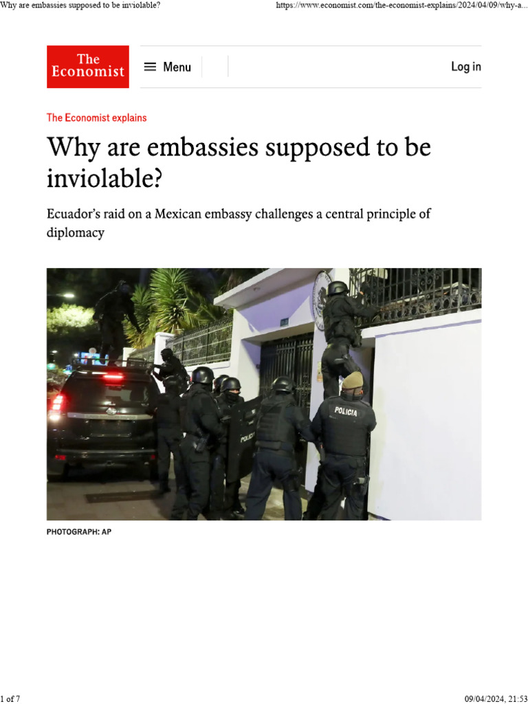 Why Are Embassies Supposed To Be Inviolable | PDF