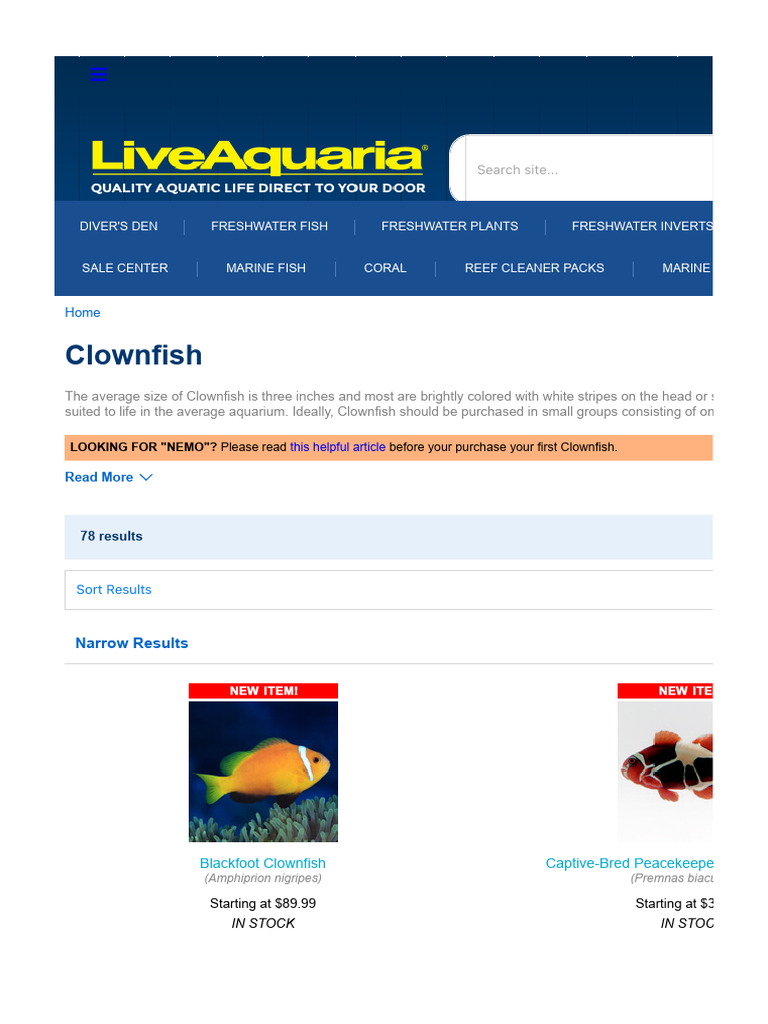 Clownfish Species and Pricing Guide | PDF | Aquatic Animals | Fish