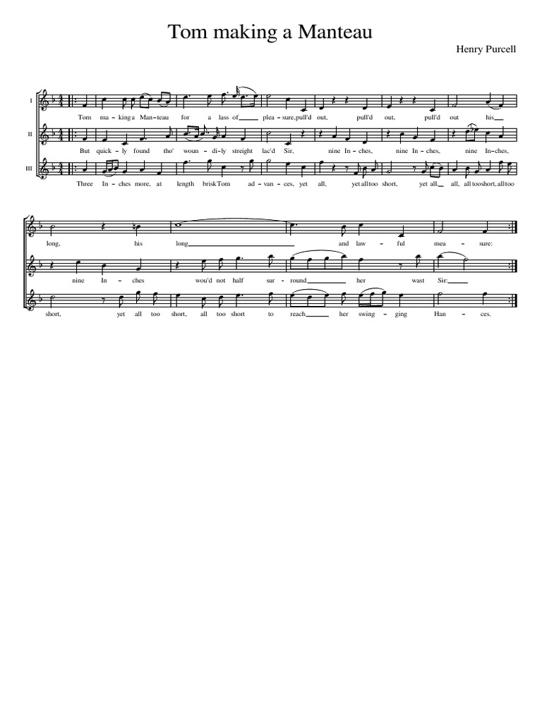 Henry Purcell's "Tom Making a Manteau" | PDF