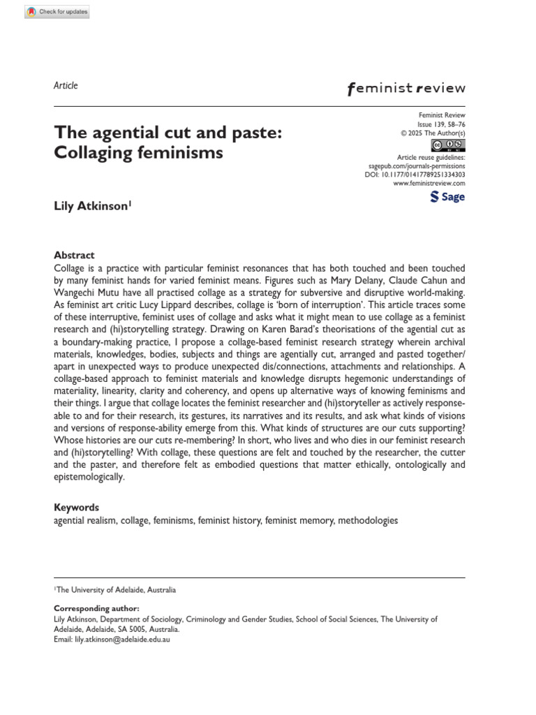 Atkinson 2025 The Agential Cut and Paste Collaging Feminisms | PDF ...