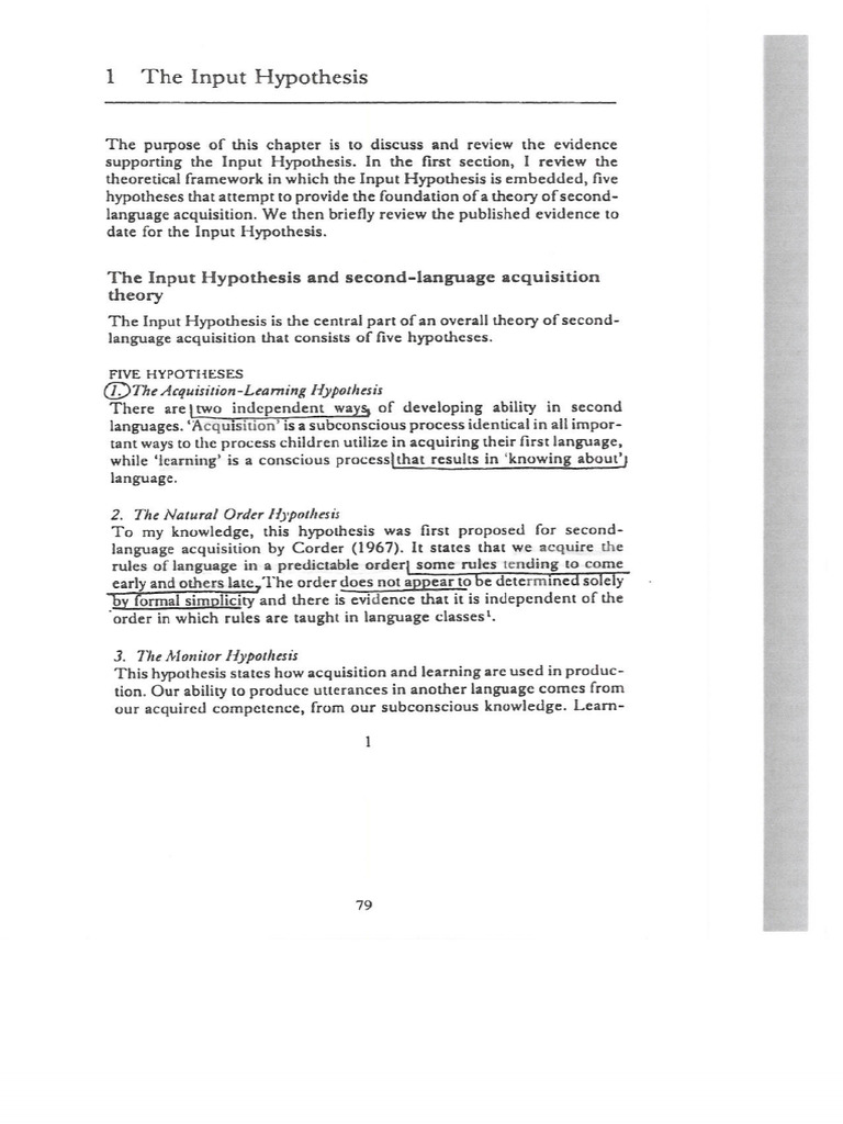 The Input Hypothesis Issues and Implications - Krashen | PDF | Language ...