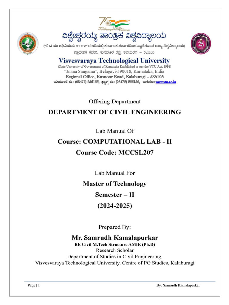 Computational Lab II MATLAB Manual CADStructures | PDF