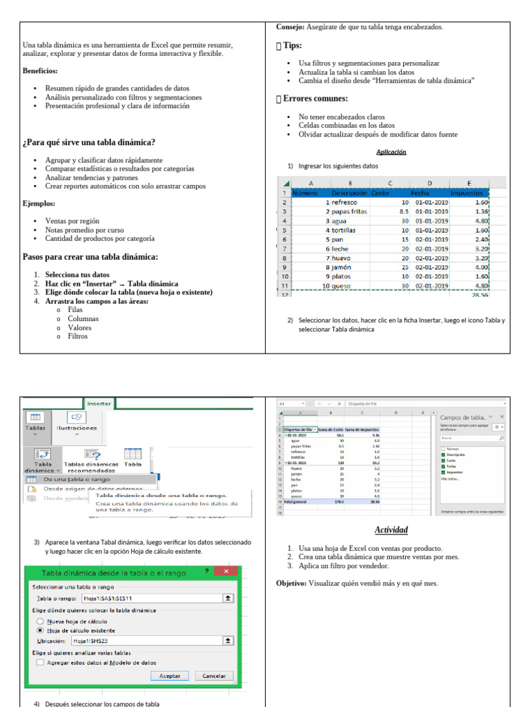 Una Tabla Dinámica Es Una Herramienta de Excel Que Permite Resumir | PDF | Microsoft Excel ...