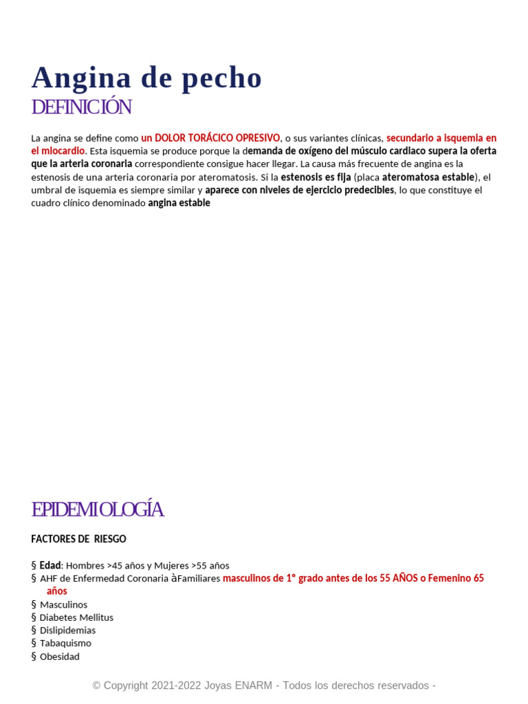 Angina de Pecho | PDF | Cardiología | Isquemia