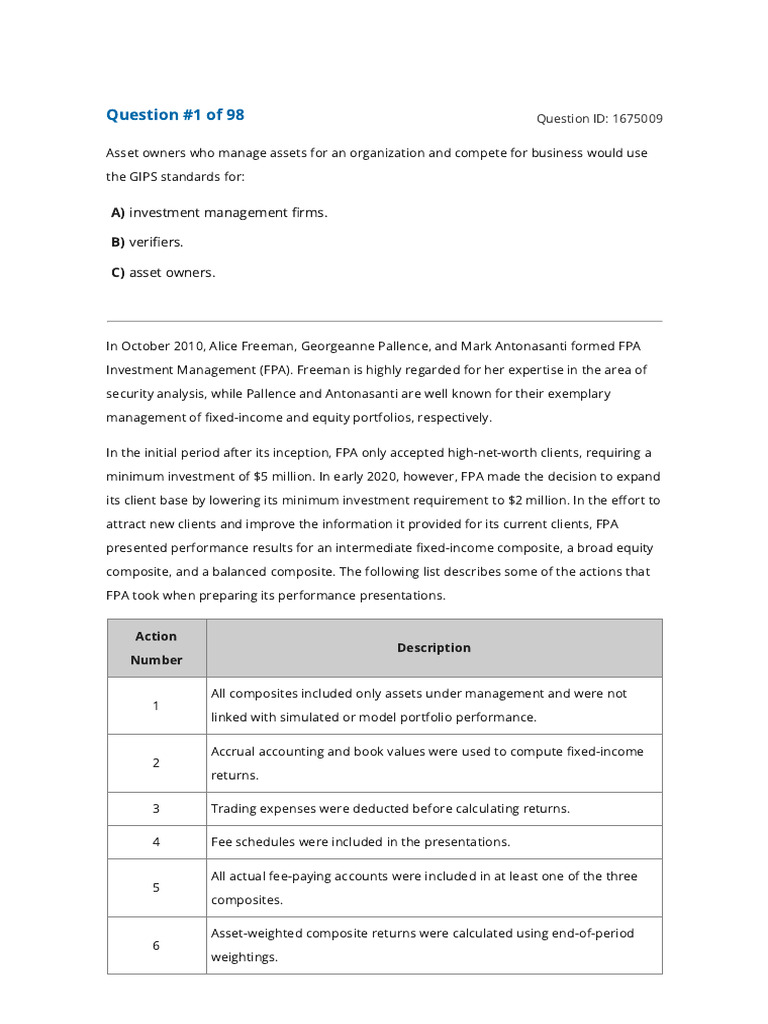 Reading 15 Overview of The Global Investment Performance Standards ...