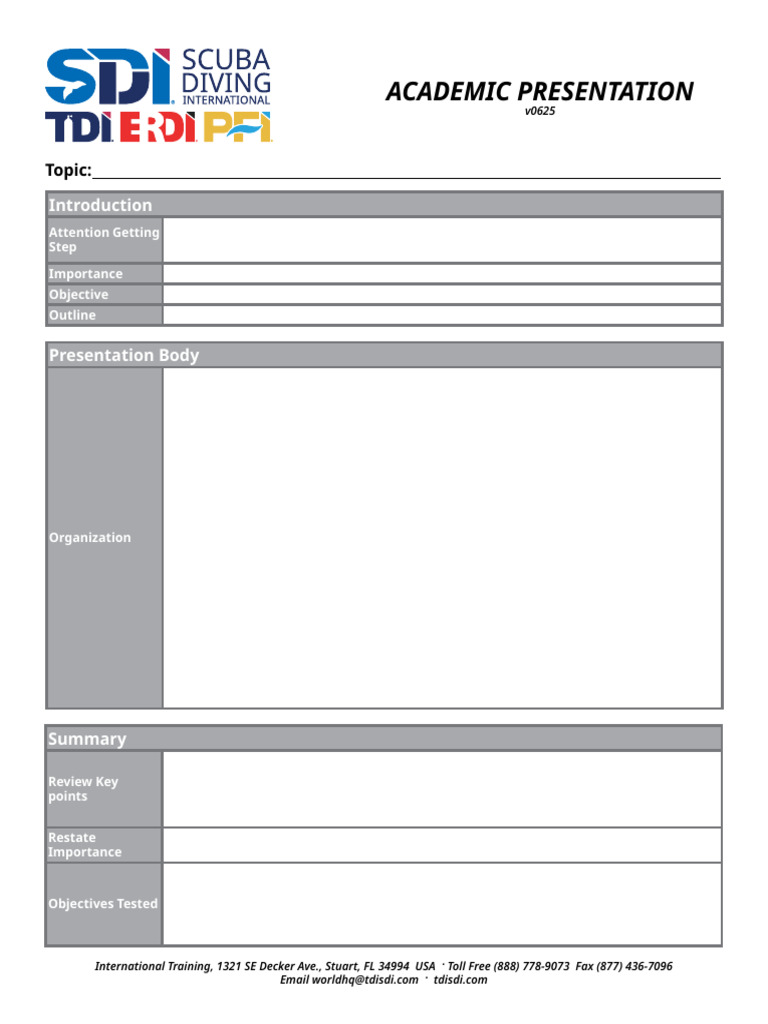 SDI Forms 12 Academic Presentation Form | PDF