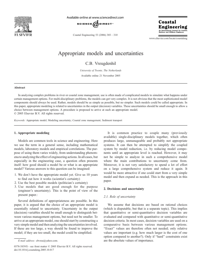 Appropriate Models and Uncertainties | PDF
