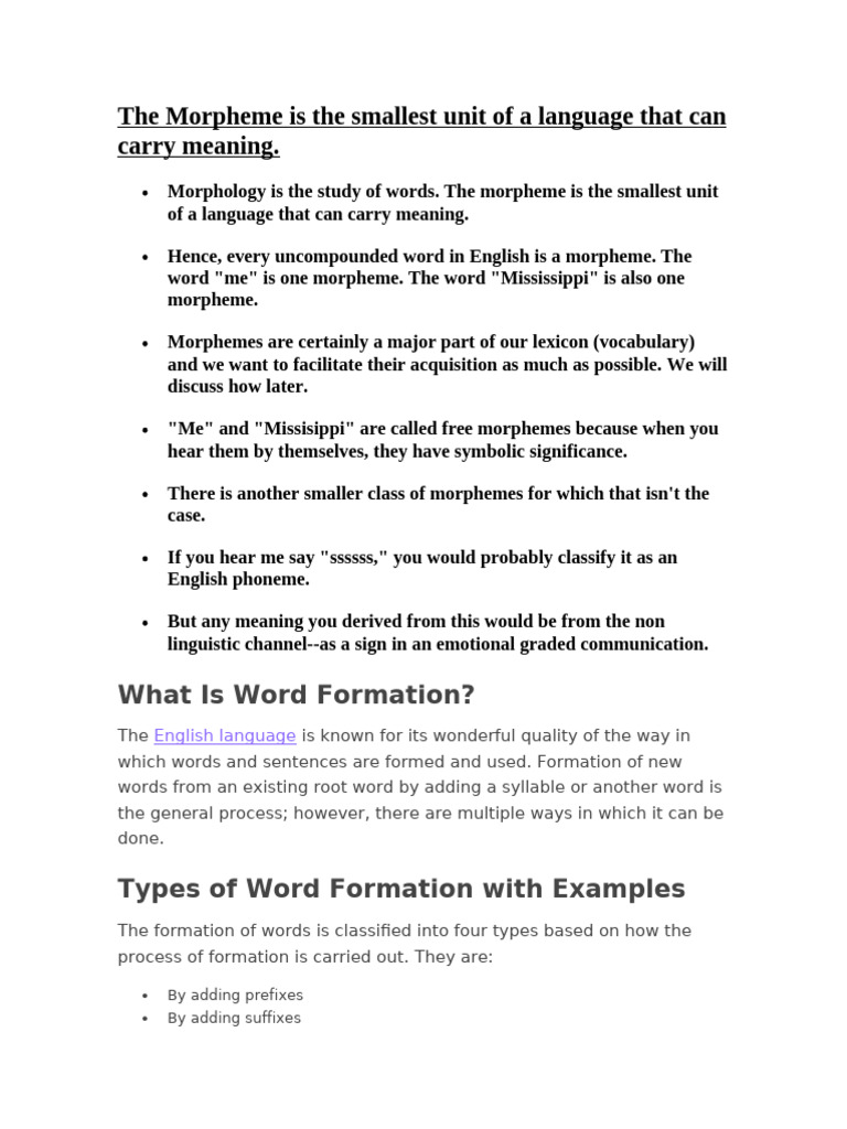 Understanding Morphemes and Word Formation | PDF | Part Of Speech ...
