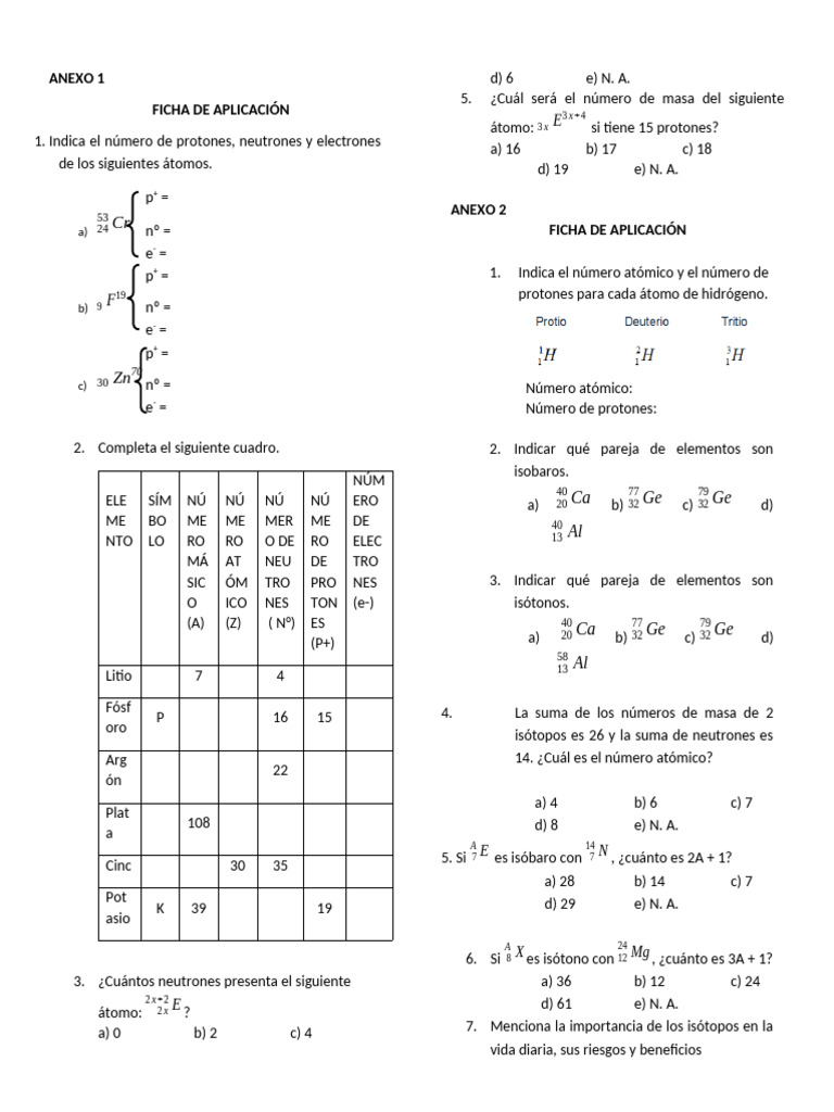 Anexos Estrucutra Atomica 3ro Sec | PDF | Isótopo | Neutrón