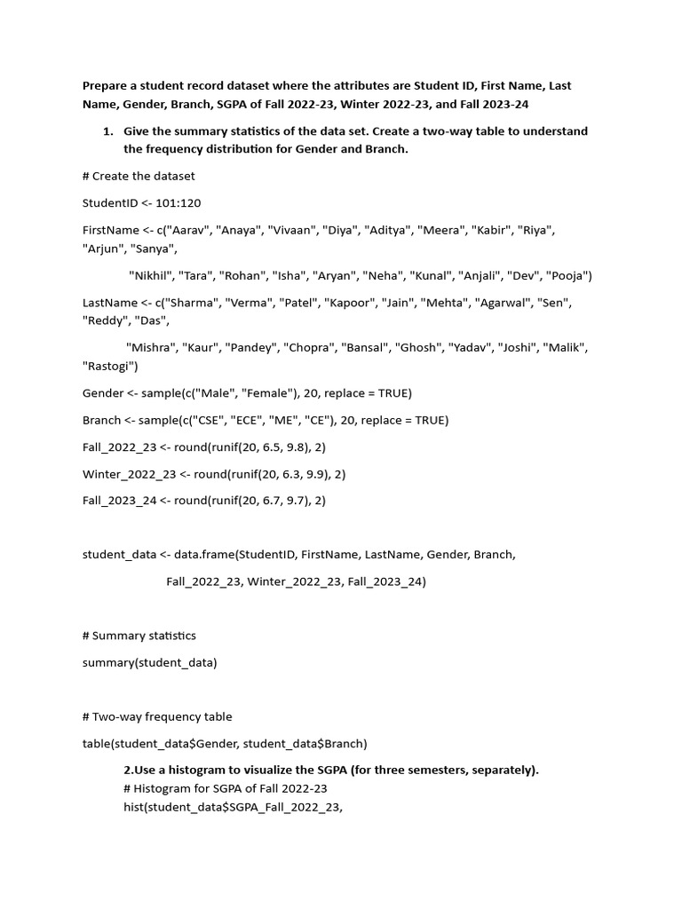Student Record Dataset Analysis | PDF | Applied Mathematics | Statistics