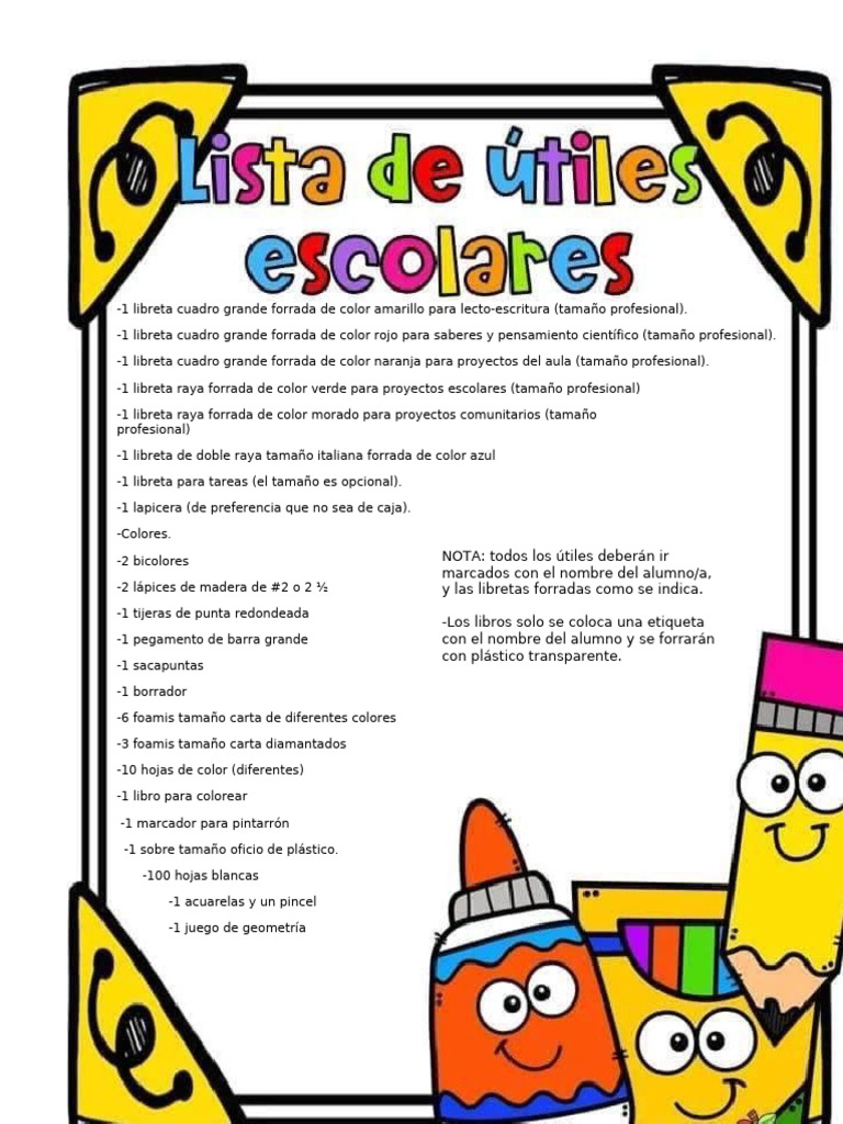 Lista de Útiles | PDF