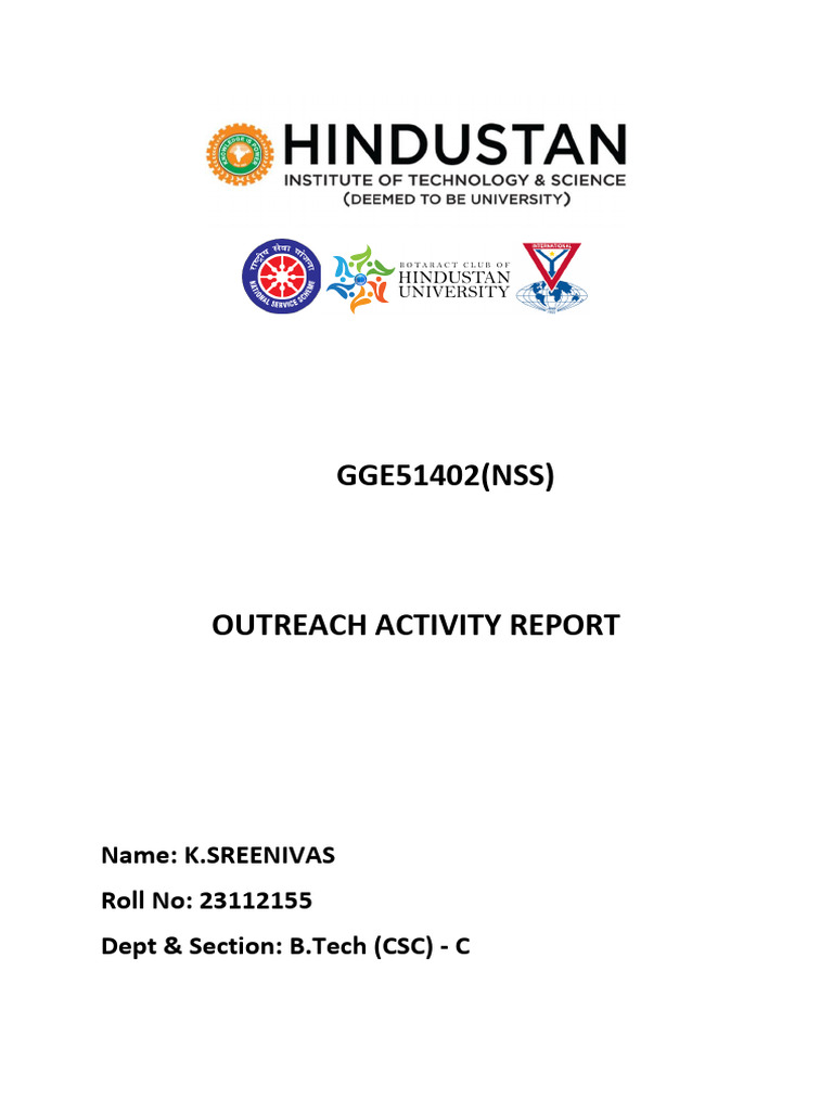 Outreach Activity Report - Sreenivas 23112155 | PDF