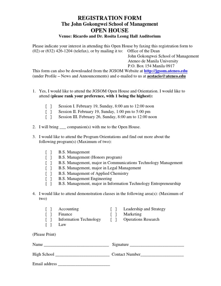 Open House Registration Form | PDF