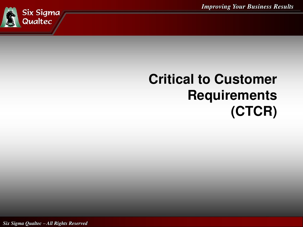 Critical To Customer Requirements | PDF | Six Sigma | Supply Chain
