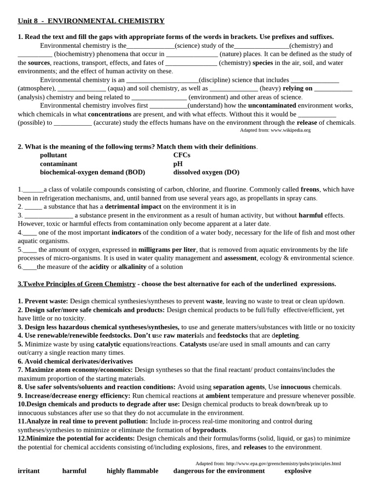 Environmental Chemistry | PDF | Environmental Chemistry | Chemical ...