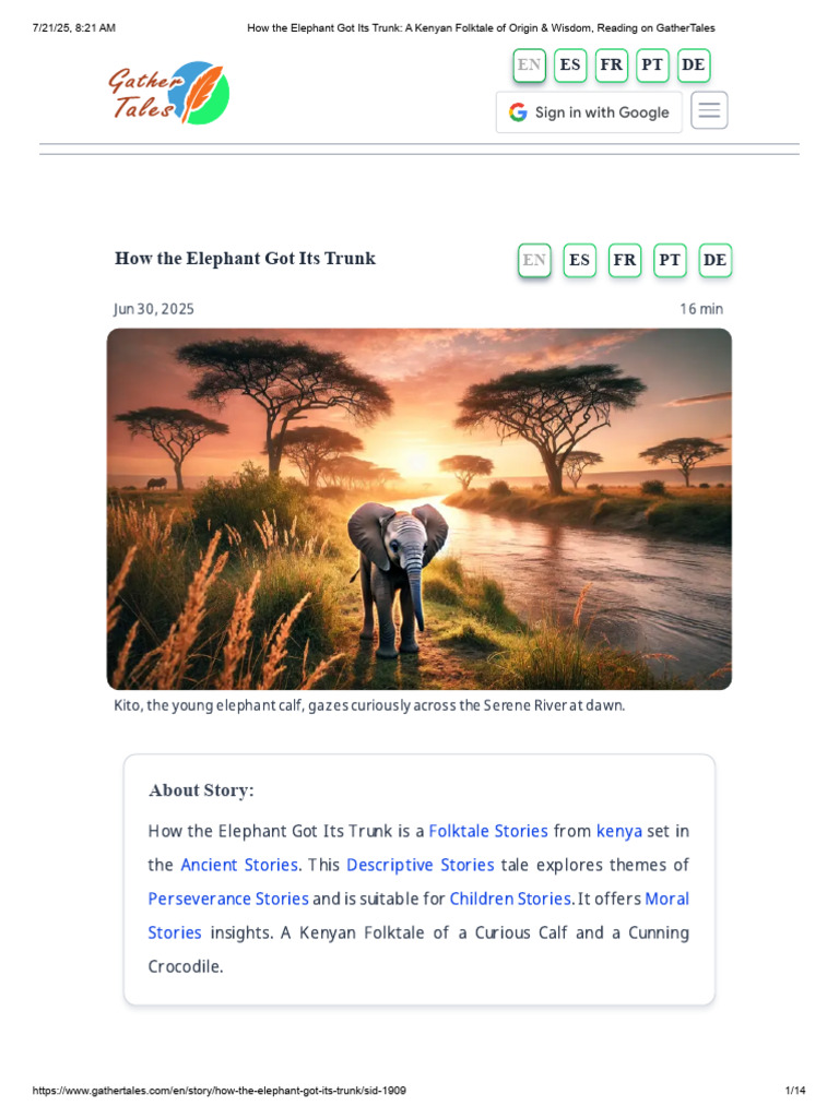 How The Elephant Got Its Trunk - A Kenyan Folktale of Origin & Wisdom ...