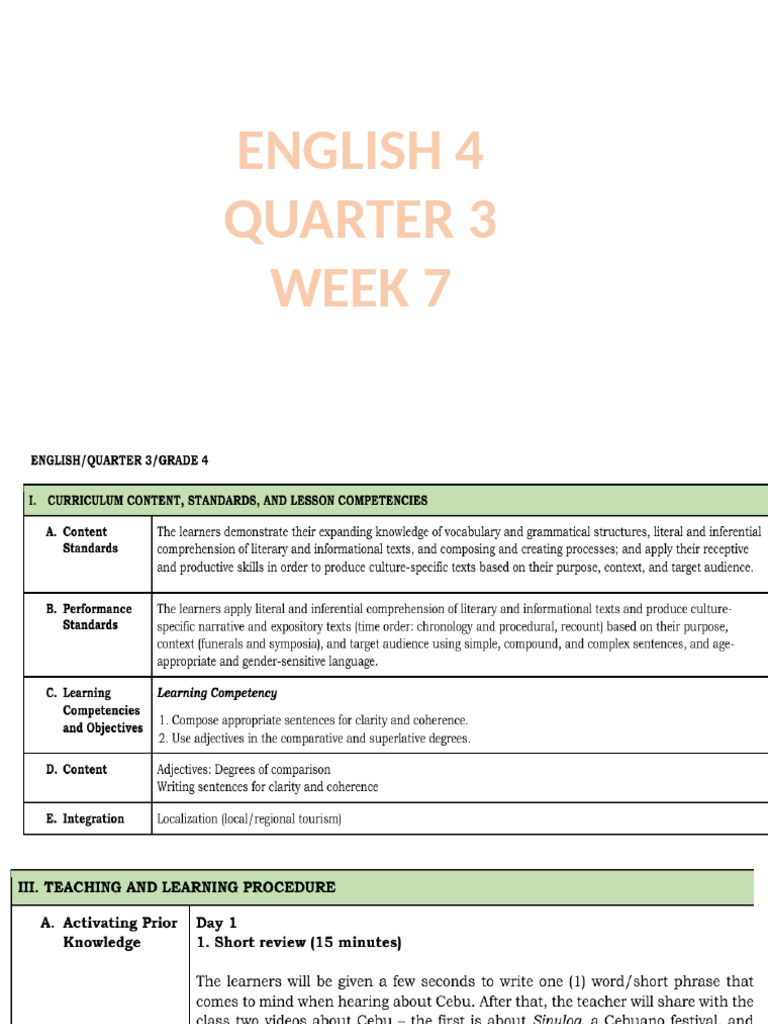 Cebu Festival Insights and Adjective Lessons | PDF