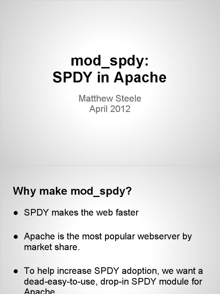 Enhancing Apache with mod_spdy | PDF | Web Server | Internet & Web