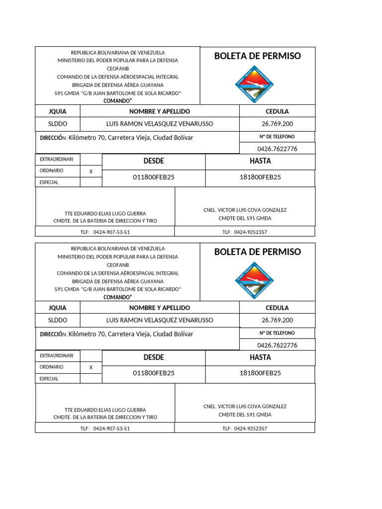 Boleta Venarusso | PDF | Política de defensa | Venezuela