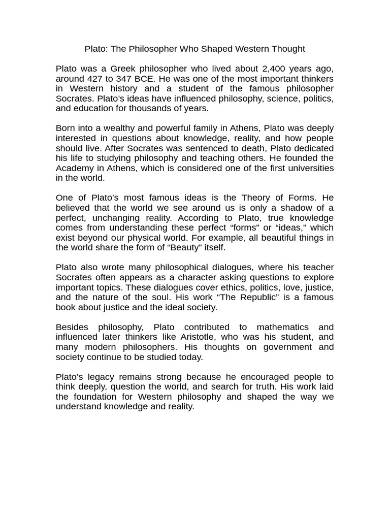 Plato's Impact on Western Philosophy | PDF