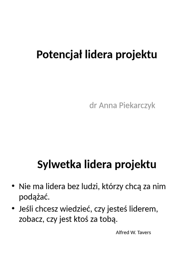 Cechy Lidera Projektu | PDF