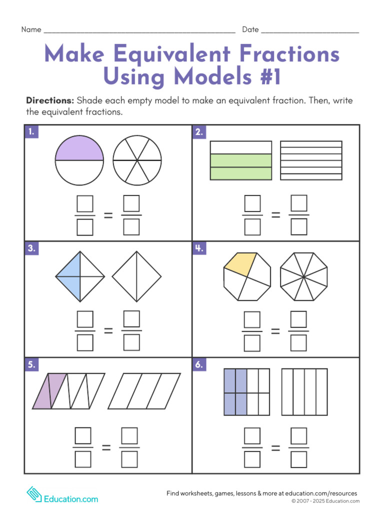 Make Equivalent Fractions Using Models 1 | PDF