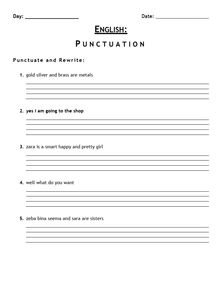 Test 2 - Punctuation - Page 33, 34 & 59 | PDF