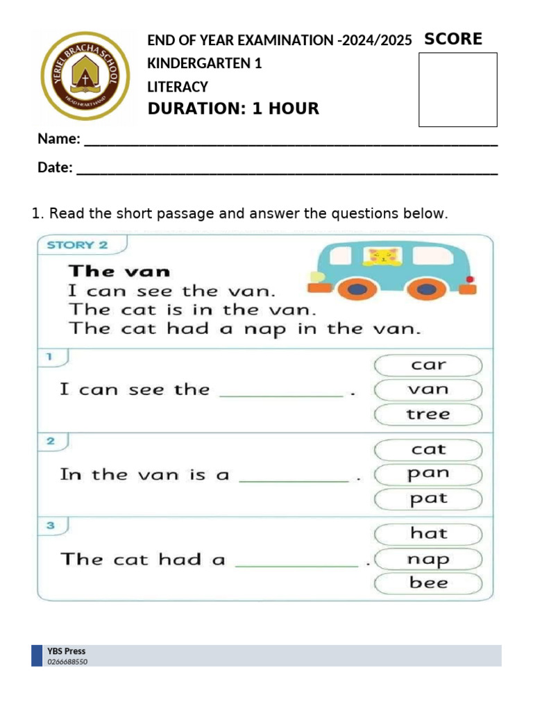 Literacy Kg1 End of Year | PDF